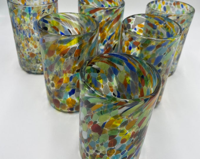 Hand Blown Mexican Glassware Tropic Breeze Tumbler Glass Set of 6 - Etsy