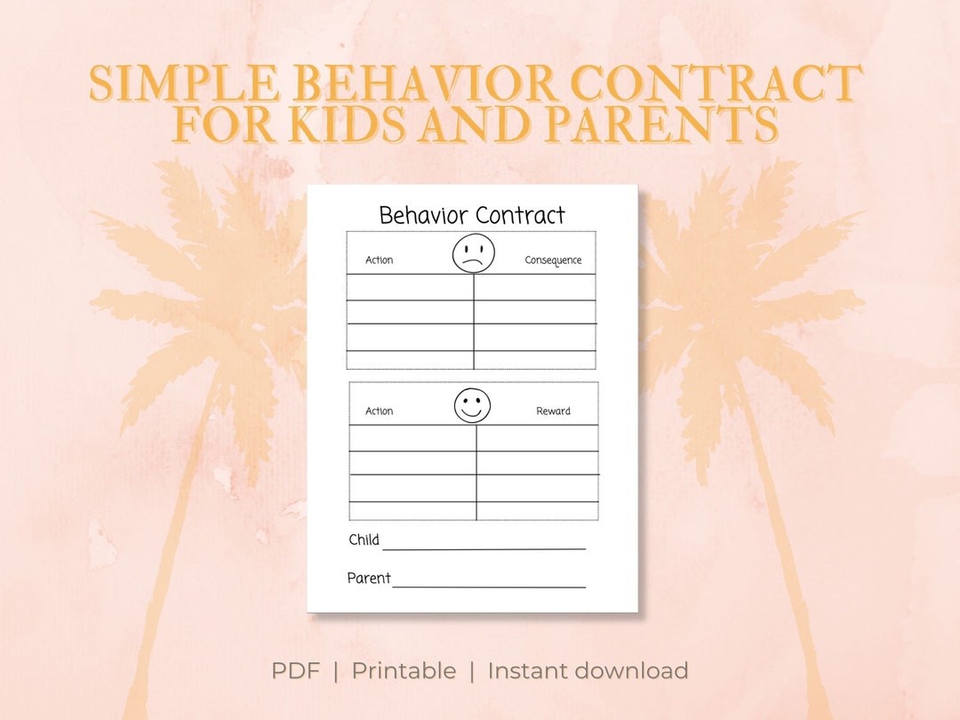 Behavior Contract for Kids and Parents - Etsy