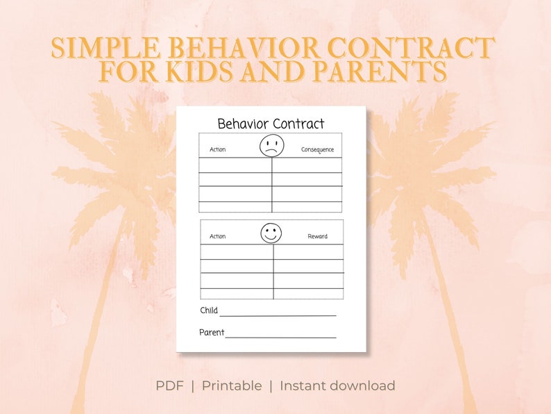 Behavior Contract for Kids and Parents - Etsy