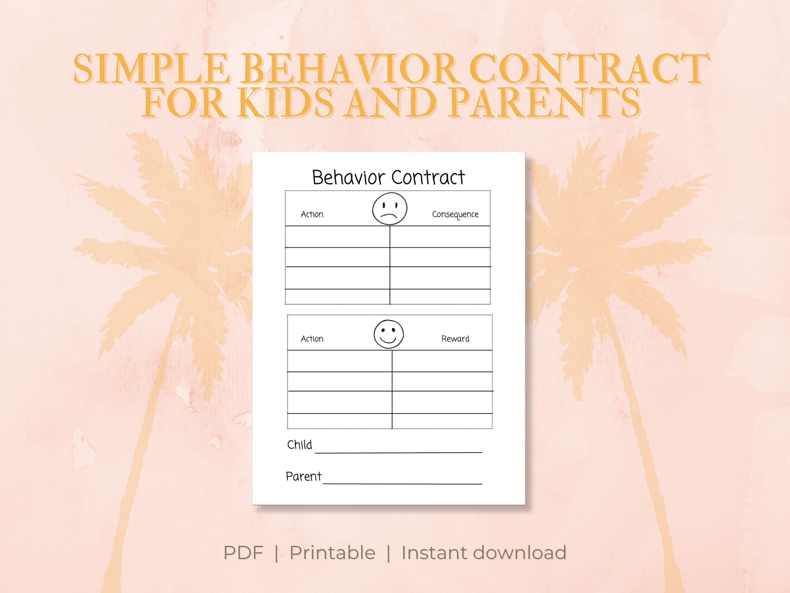 Behavior Contract for Kids and Parents - Etsy