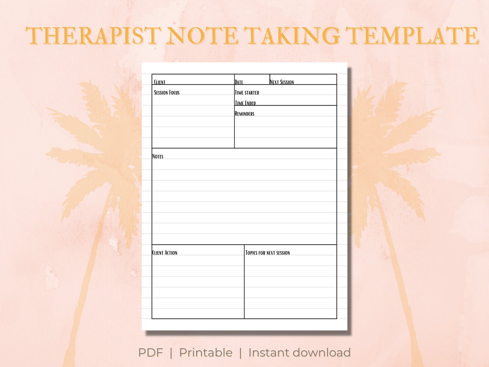 Therapist Note Taking Template - Etsy
