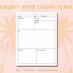 Therapist Note Taking Template - Etsy