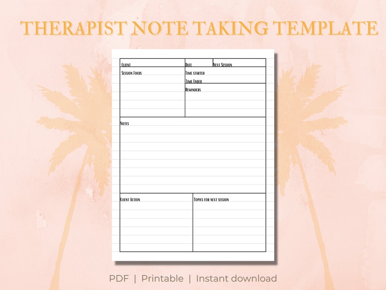 Therapist Note Taking Template - Etsy