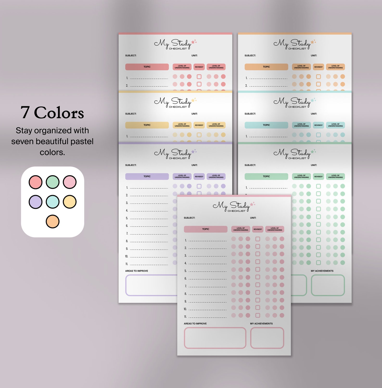 Study Checklist, School Organizer, School To-do List, Printable List ...