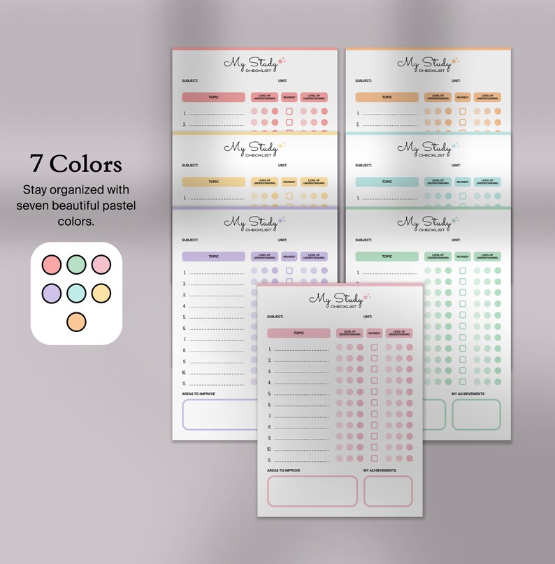 Study Checklist, School Organizer, School To-do List, Printable List ...