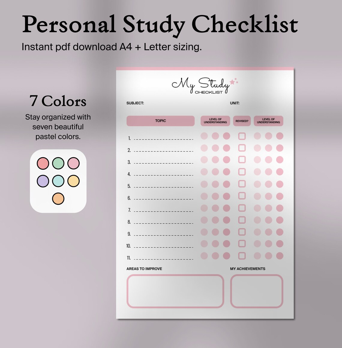 Study Checklist, School Organizer, School To-do List, Printable List ...