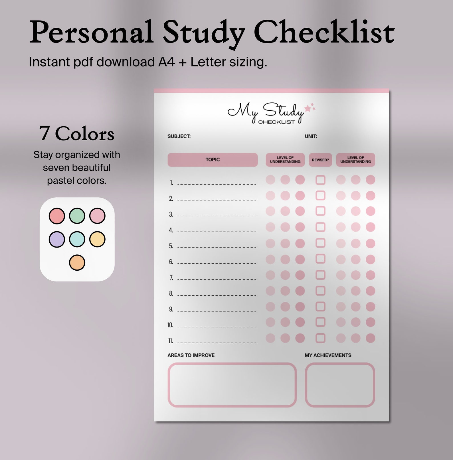 Study Checklist, School Organizer, School To-do List, Printable List ...