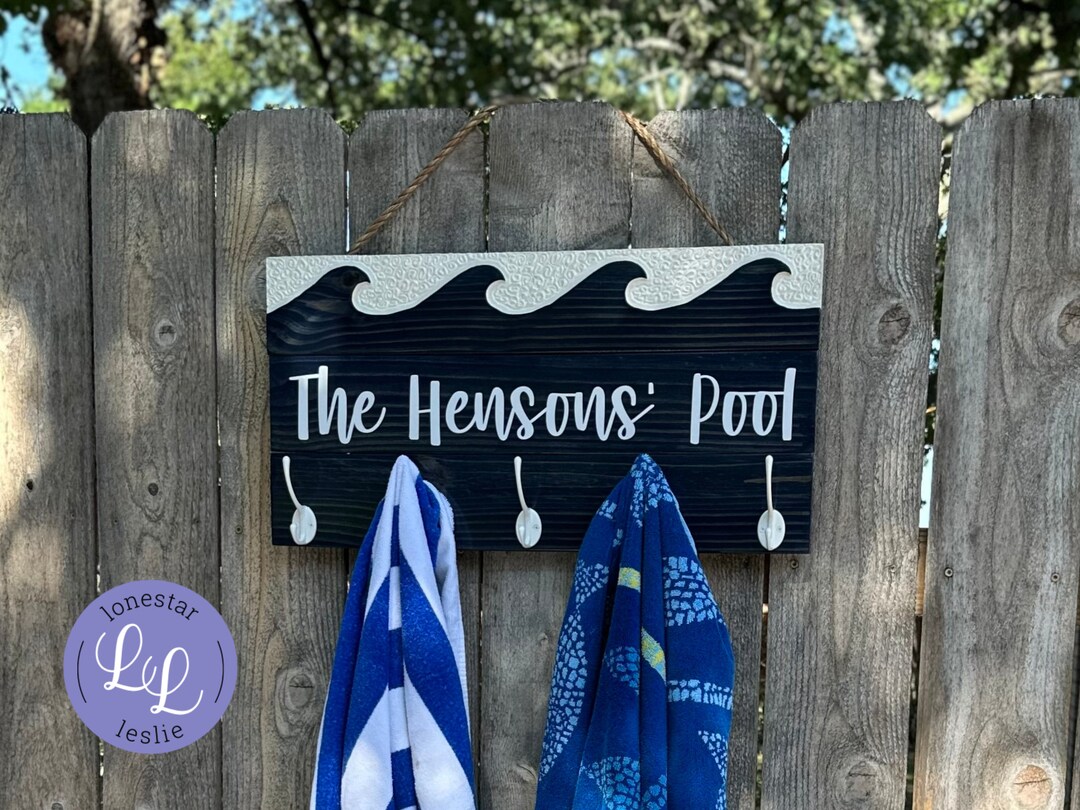 Personalized Pool Towel Holder Pool Towel Sign Hot Tub Towel - Etsy