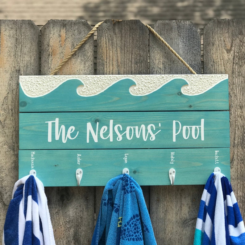 Personalized Pool Towel Holder Pool Towel Sign Hot Tub Towel - Etsy