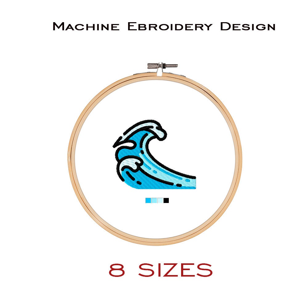 WAVE Embroidery Design. Ocean Wave Machine Embroidery File. SURF ...