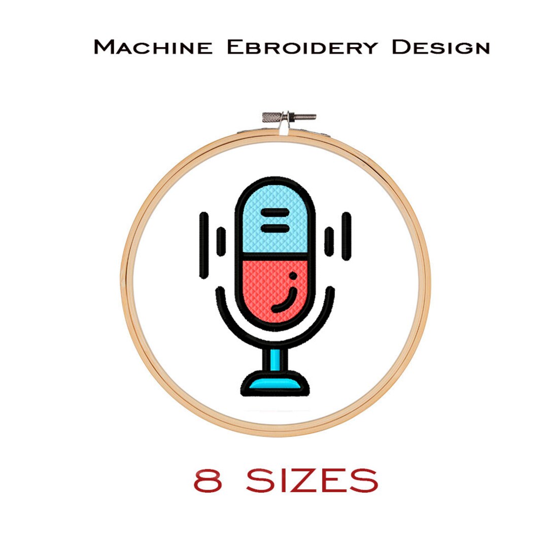 MICROPHONE Embroidery Design. MUSIC Records Machine Embroidery File - Etsy