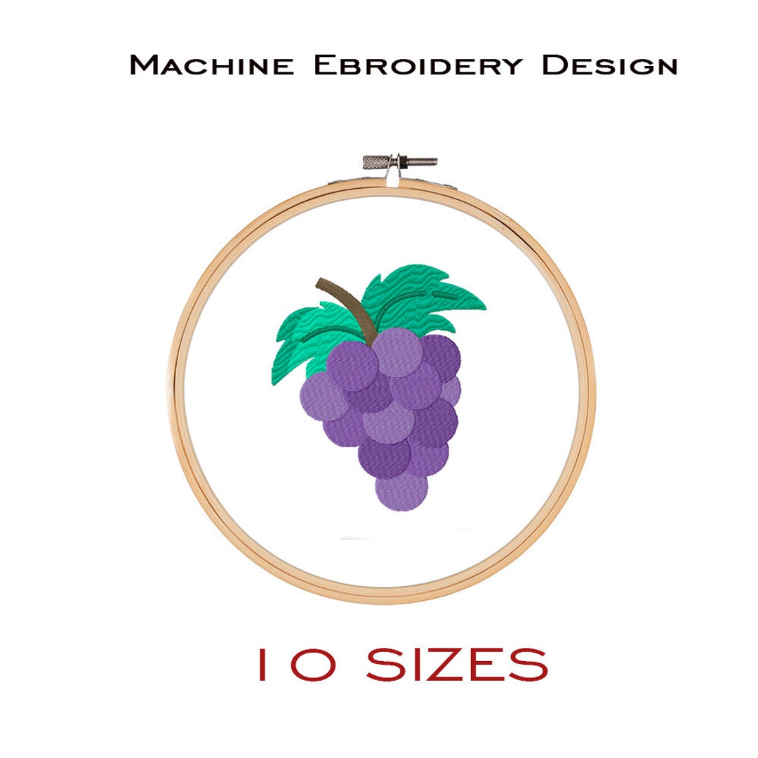 GRAPE Embroidery Design. Fruit WINE Machine Embroidery File - Etsy