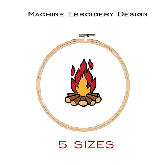 CAMPFIRE Embroidery Design. Camping Forest Fire Embroidery | Etsy