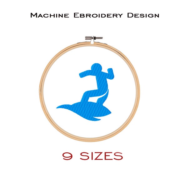 SURF Embroidery Design. Wave Hawaii Machine Embroidery File - Etsy