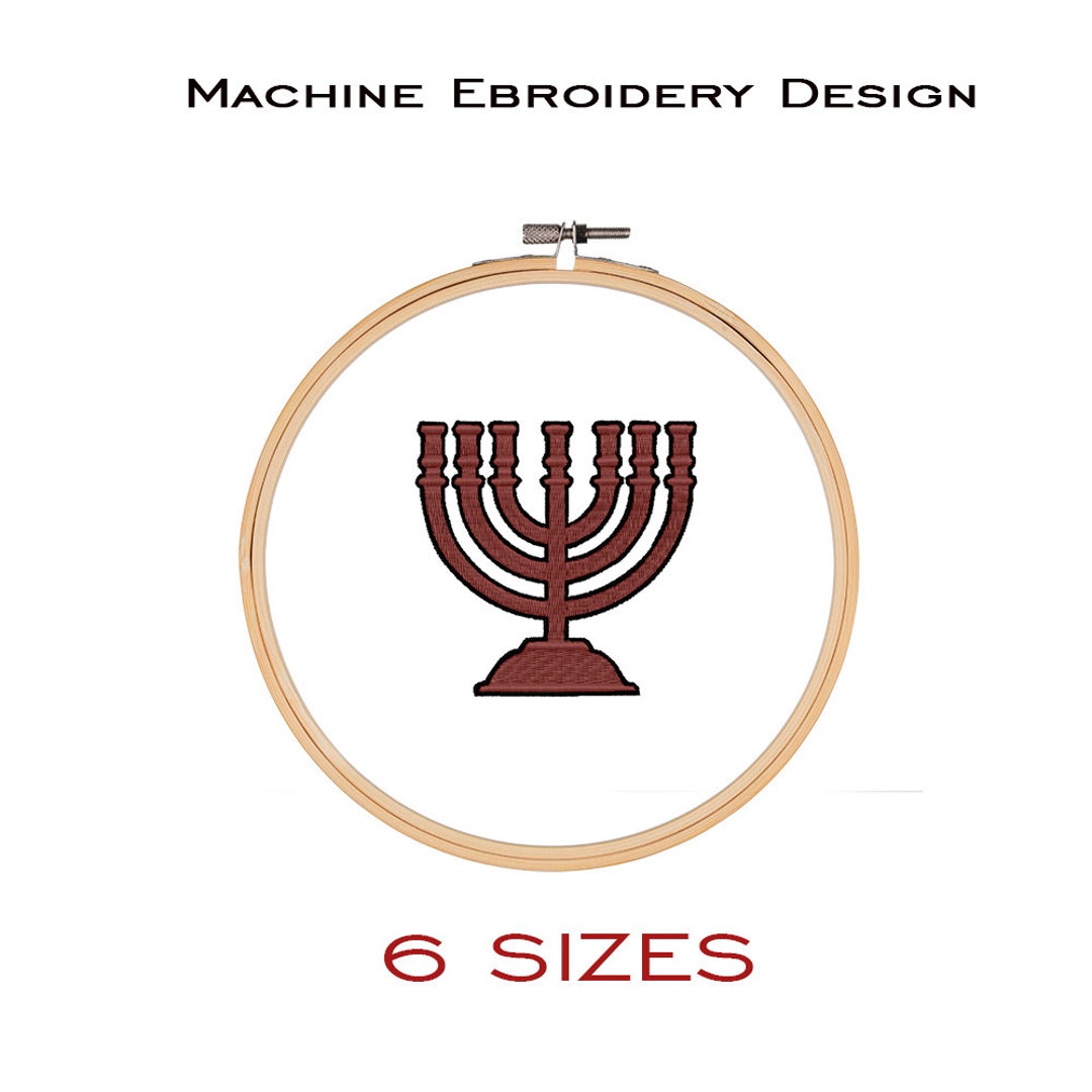 MENORAH Embroidery Design. Candlestick Machine Embroidery File - Etsy