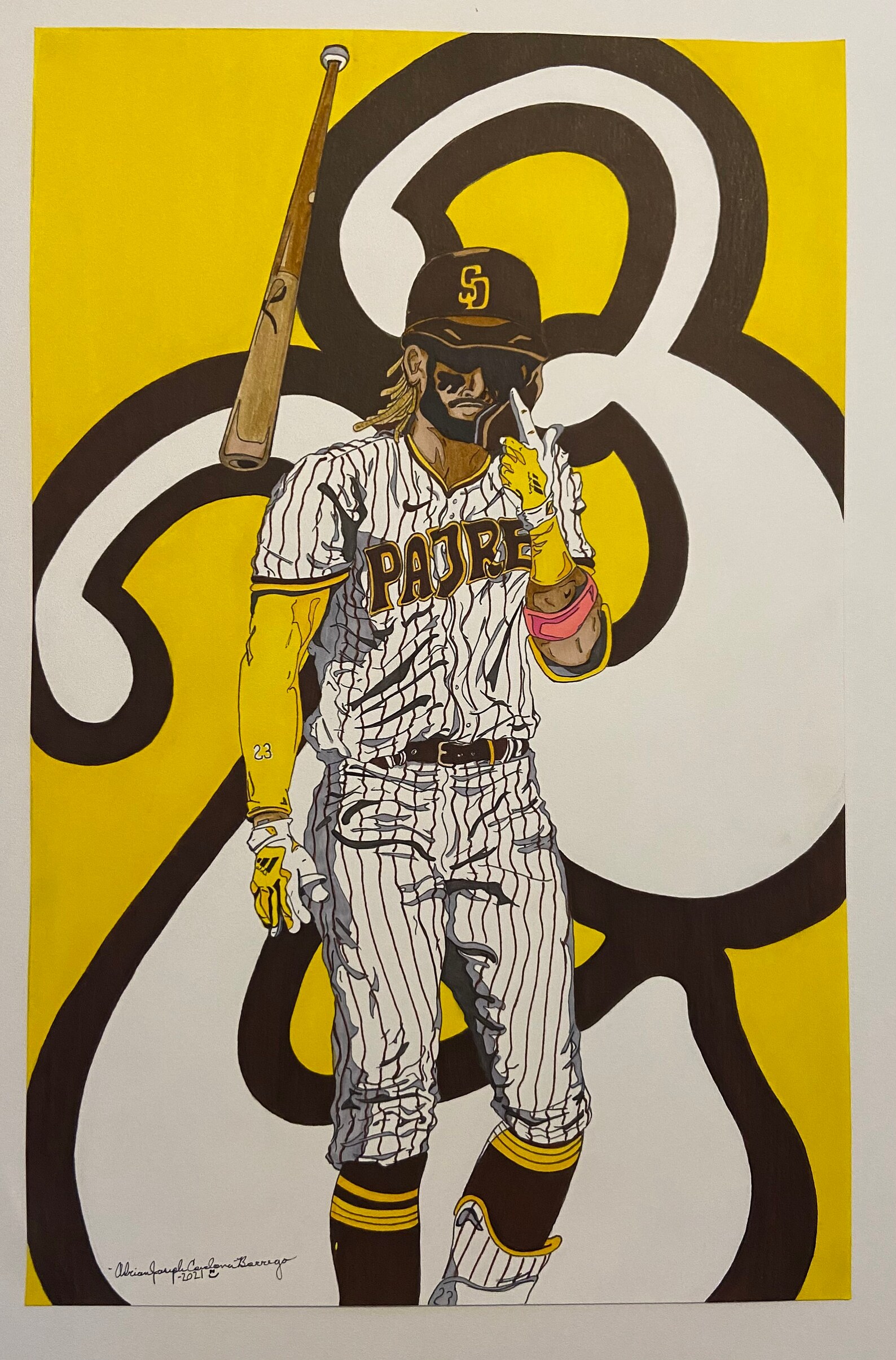San Diego Padres Shortstop Fernando Tatis Jr. #23 “el Niño” 11x16 Art ...