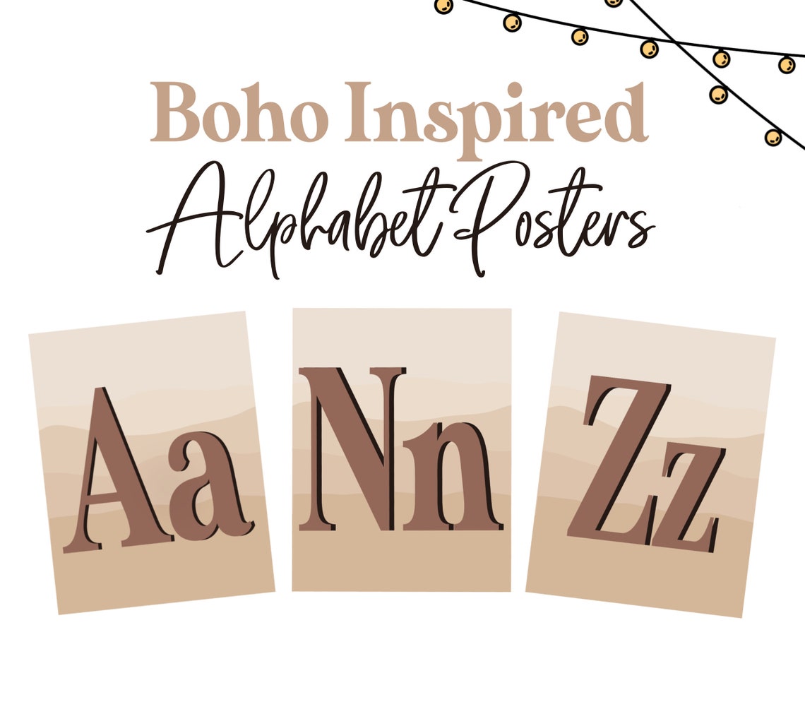 Boho Inspired Alphabet Posters - Etsy