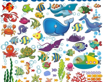Fish Family Children's Vinyl Wall Sticker - Etsy