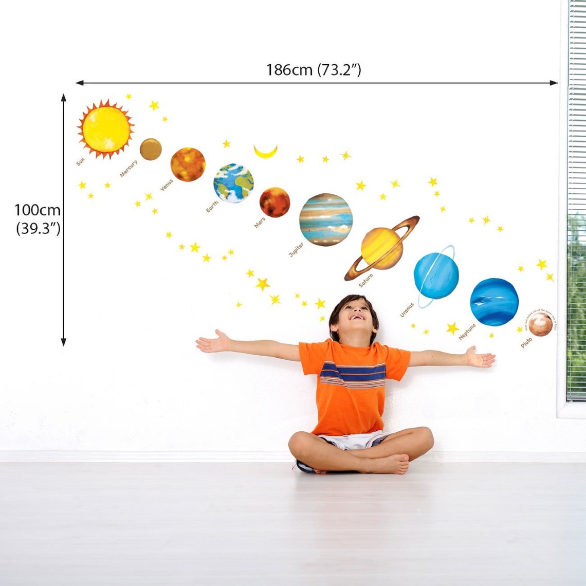Planet Wall Decal-planets in the Space-kids Wall Decals-peel - Etsy
