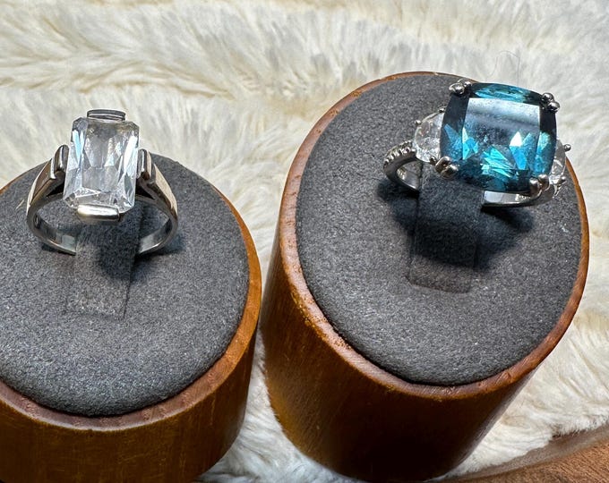 2 Rings Blue & Clear Rings - Etsy