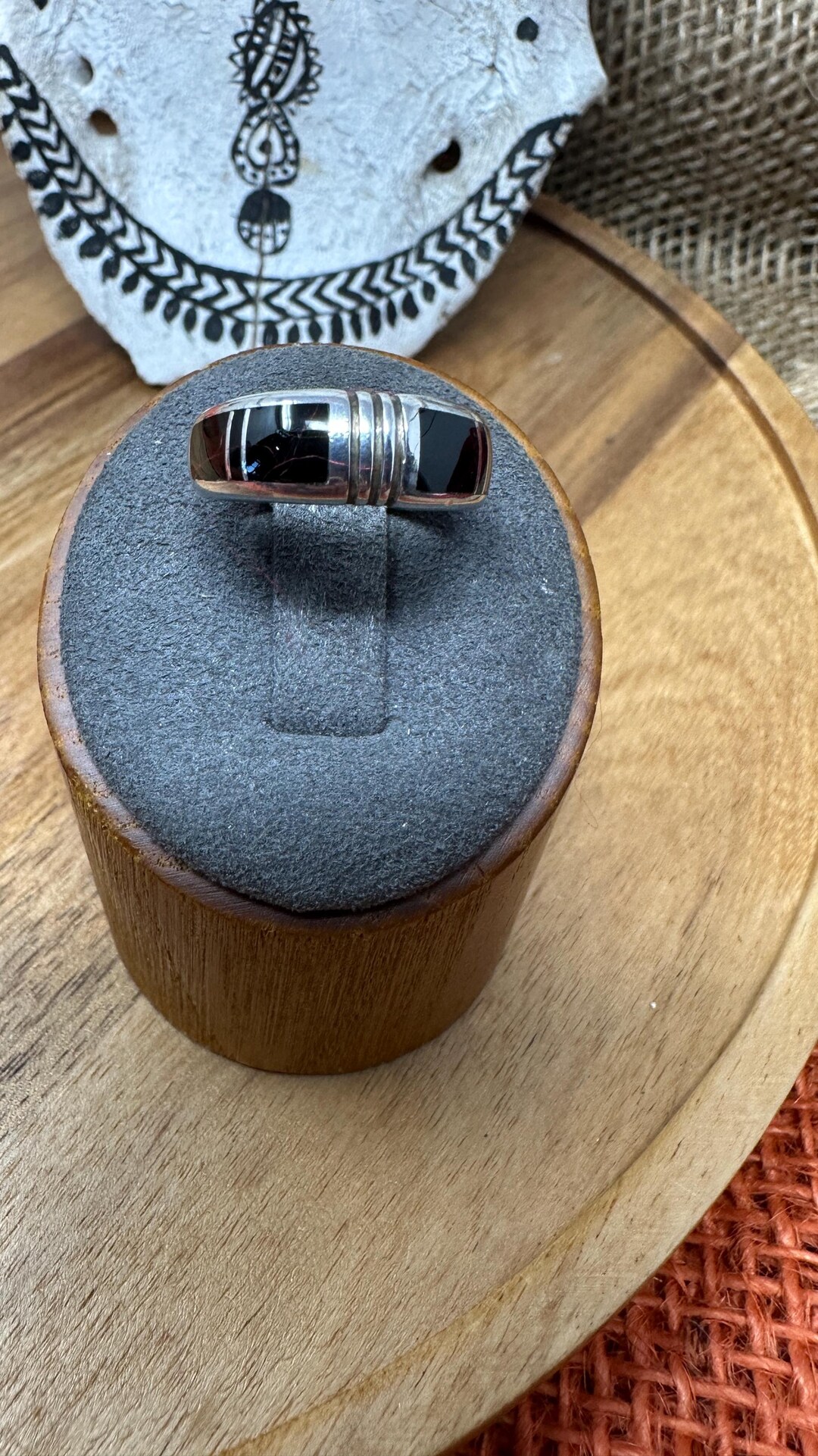 Ray Tracey, Navajo Black Onyx Inlay Ring - Etsy