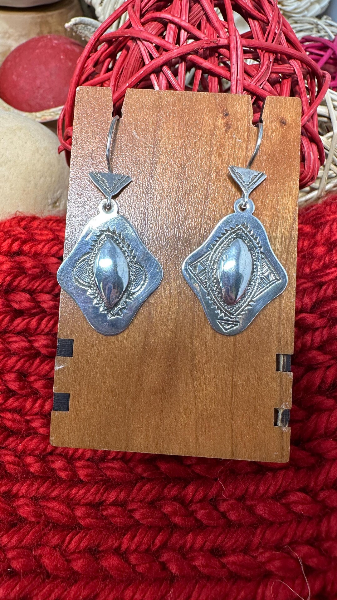 Curved Diamond Shaped Etched/stenciled Silver Earrings - Etsy