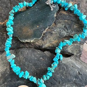 CLEARANCE Small Turquoise Heart on Turquoise Chip Necklace - Etsy