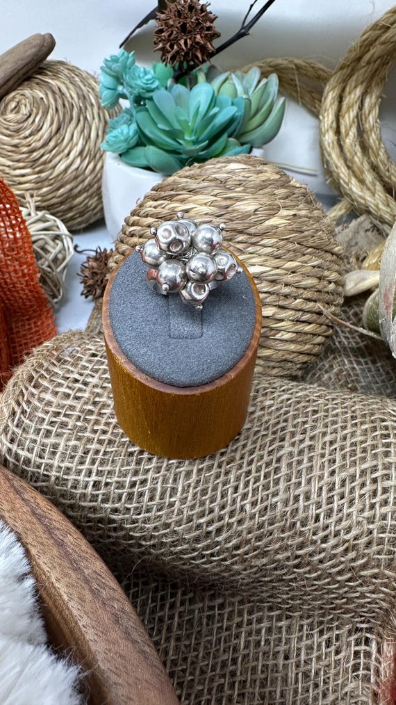 950 Silver Ball Ring - Gem