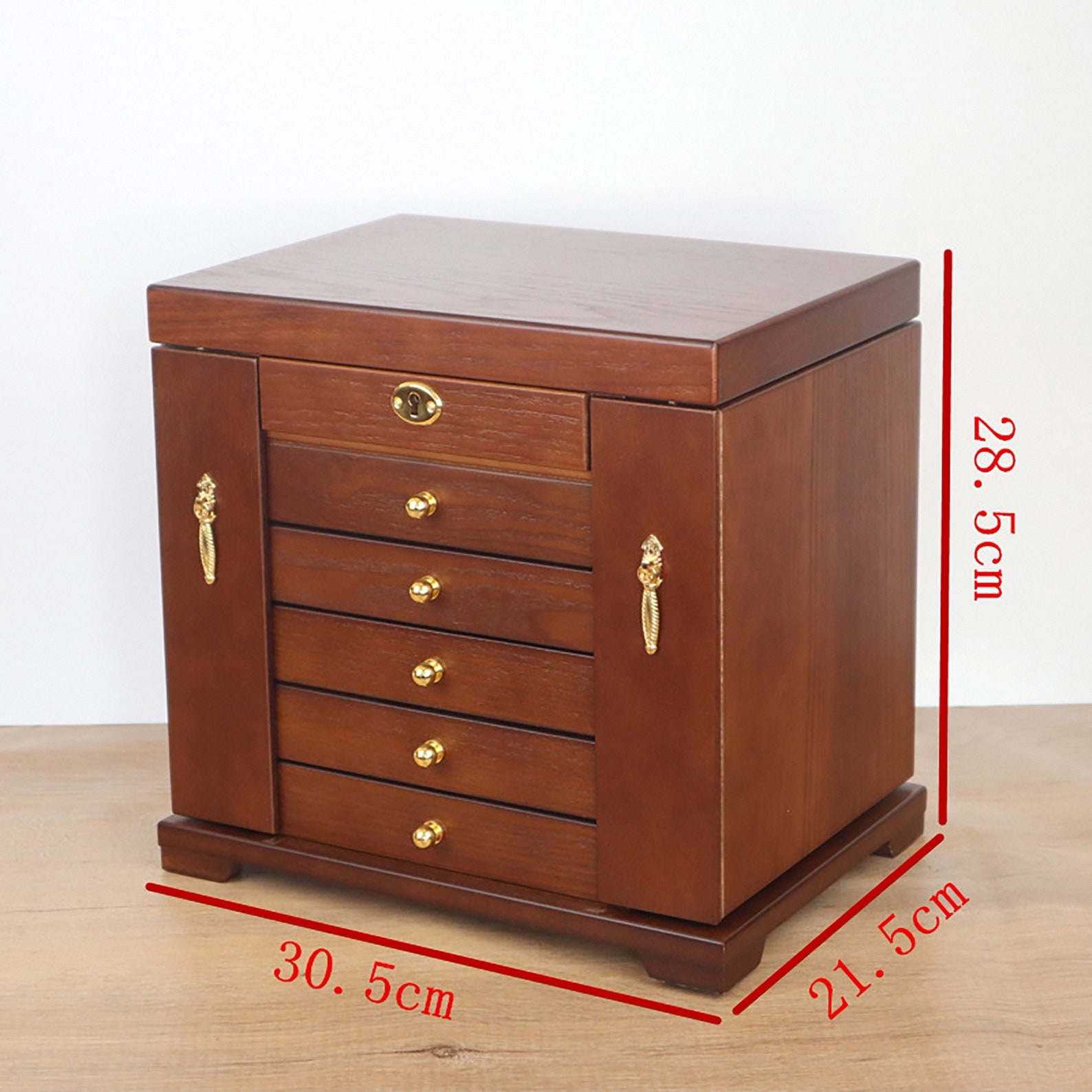 Jewelry Organizer,large Jewelry Box,6-tier Wooden Jewelry Box With Lock ...