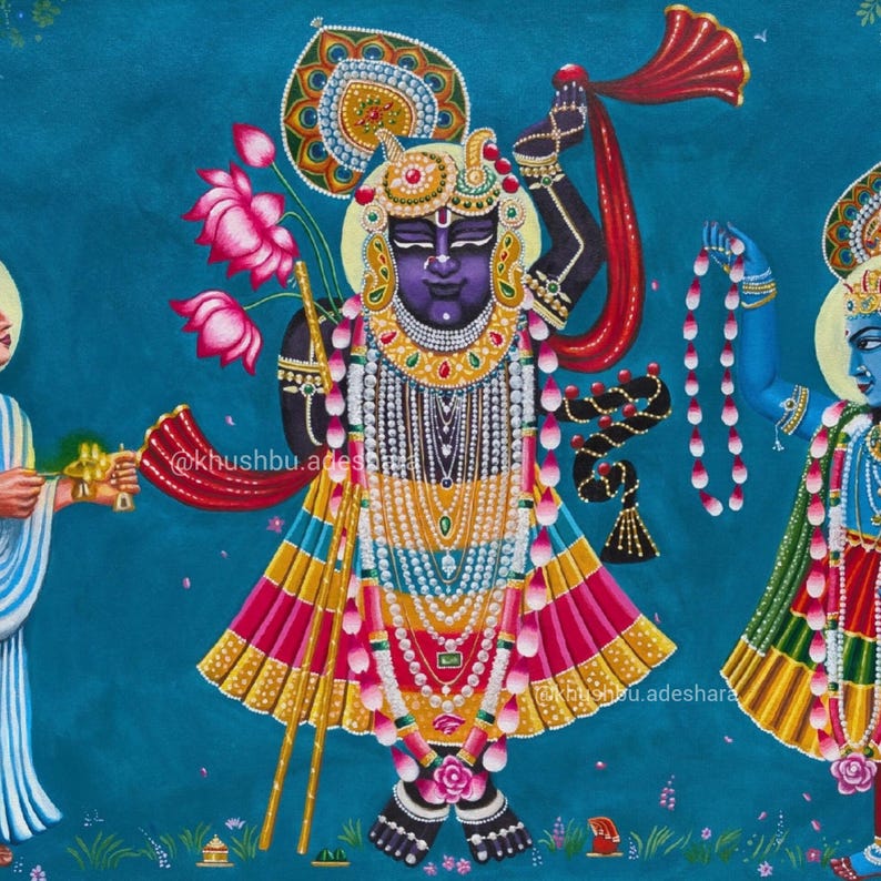 Shreenathji Yamunaji Mahaprabhuji Acrylic Painting Print- Pushtimarg ...