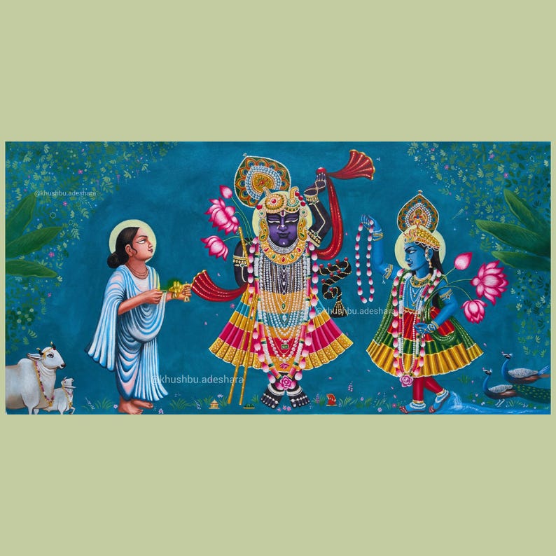 Shreenathji Yamunaji Mahaprabhuji Acrylic Painting Print- Pushtimarg ...