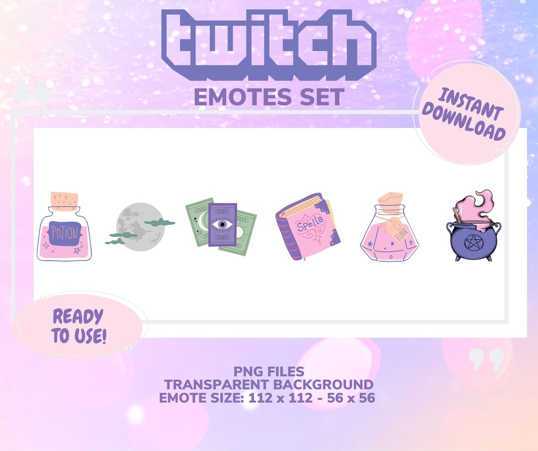 TWITCH STREAMING EMOTES Set Bundle Cute Witch Png Digital Download - Etsy