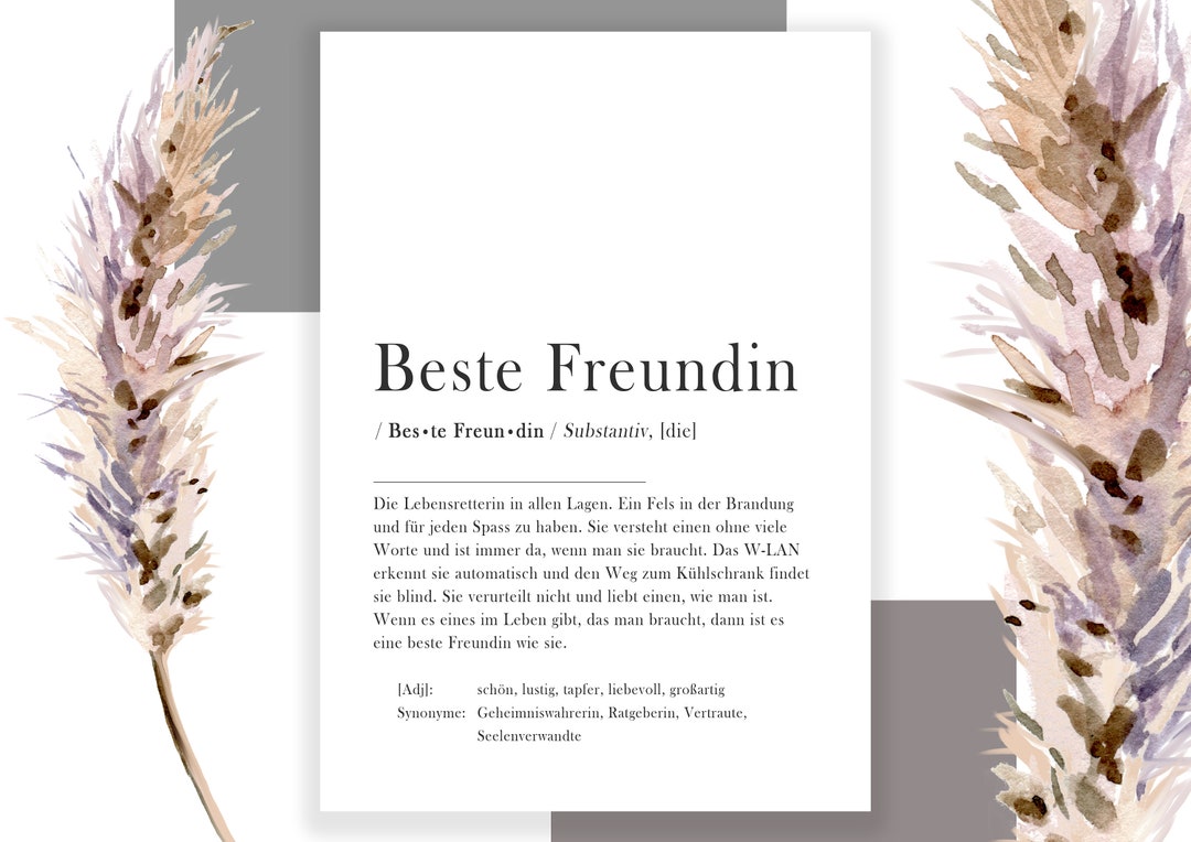 Poster "best Friend", Print, Din A4, Image, Card, Gift, Thank You ...