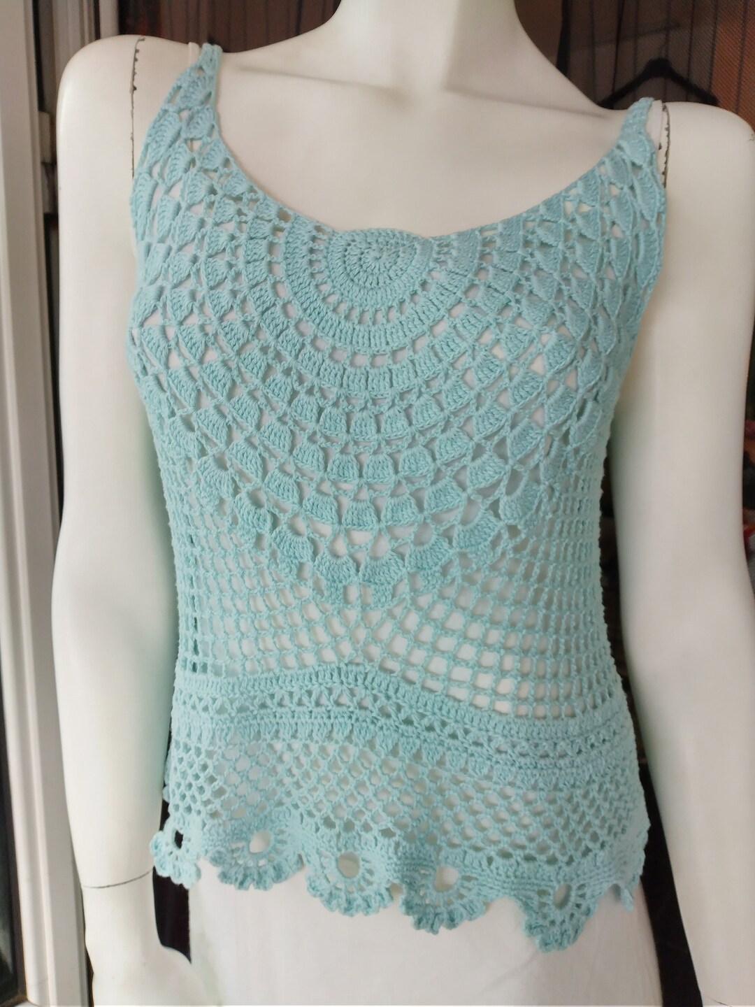 Crochet Top,crochet Tank Top,crochet Beach Top,crochet Boho Blouse,blue ...