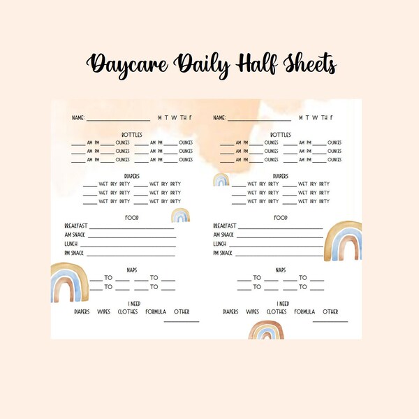 Toddler Daily Sheet - Etsy