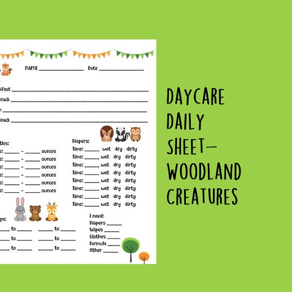 Daycare Daily Sheet - Etsy