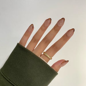 Tortoise Shell French Tips - Fall Autumnal Press on Nails UK - Etsy