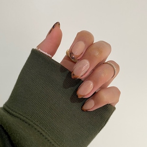 Tortoise Shell French Tips - Fall Autumnal Press on Nails UK - Etsy UK