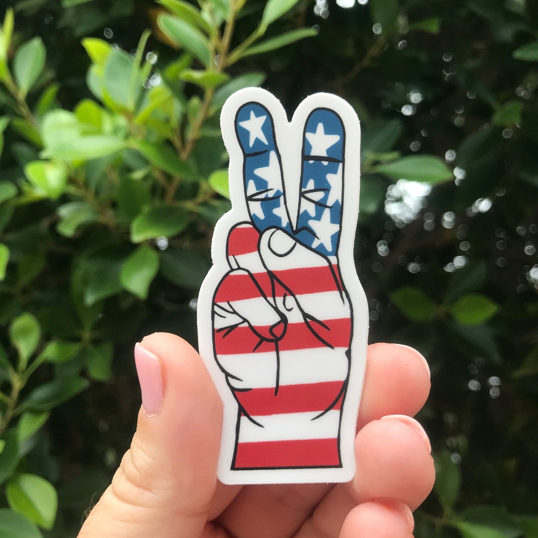 American Flag Peace Sign Vinyl Sticker: Patriotic USA Decal - Etsy