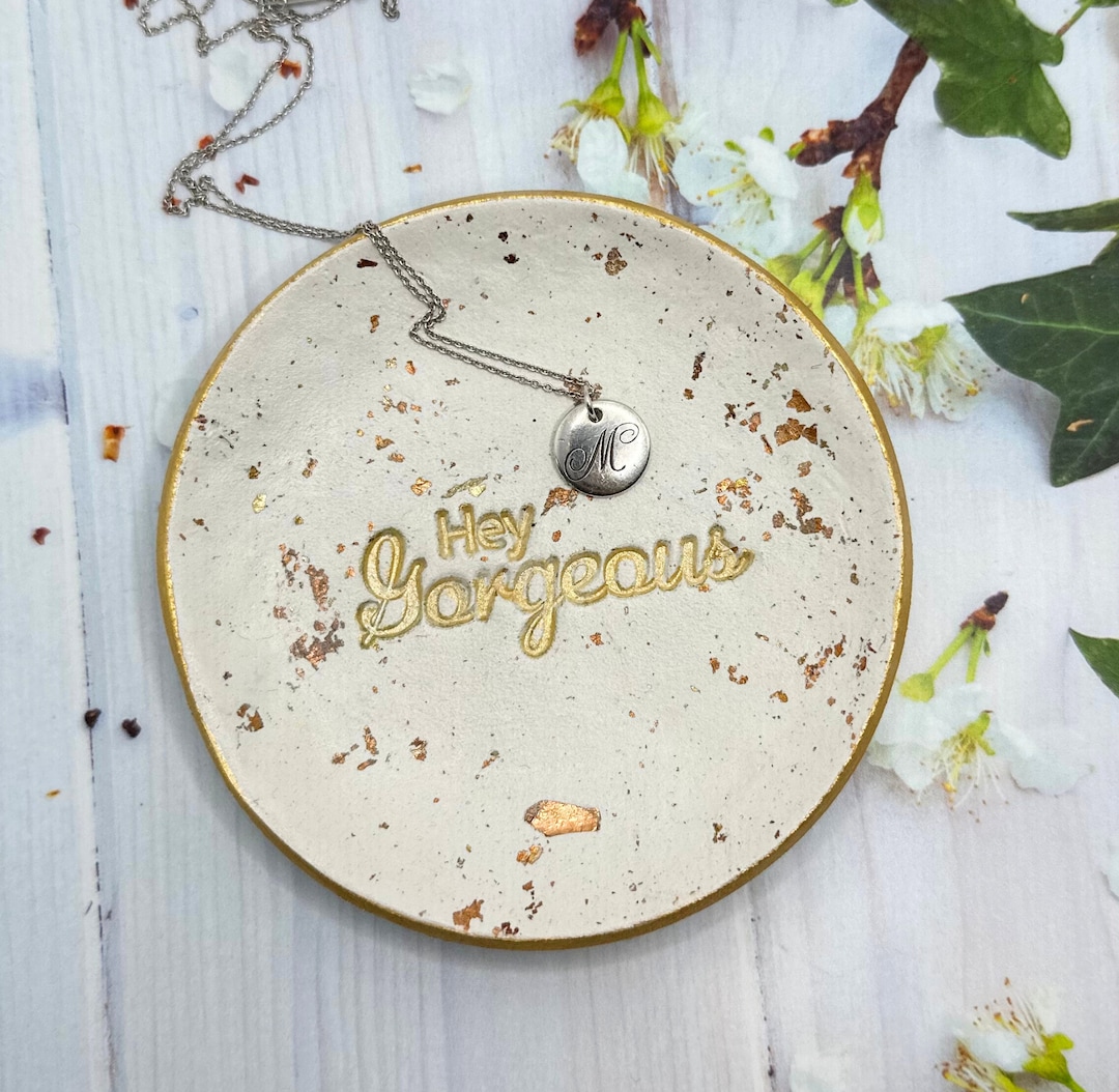 Hey Gorgeous Gold Trinket Tray in White, Gorgeous Gift for Bestie ...