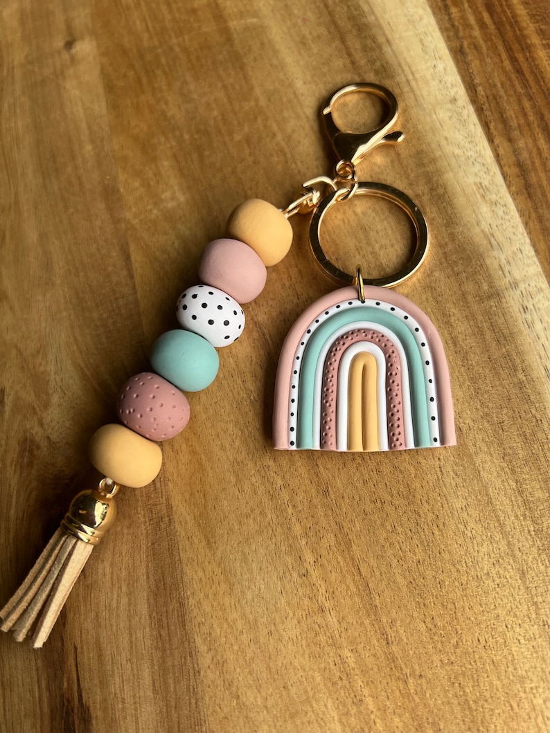 Pastel Rainbow Keychain - Etsy