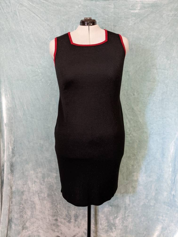 Plus Size / Bust 46 / Waist 44 / Hip 50 / Vintage Black Knit Sleeveless ...