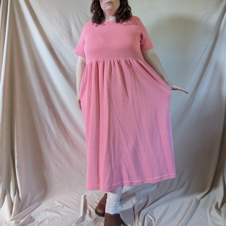 Plus Size / Bust 48 / Waist 48 / Hip 60 / Vintage 90s Pink Babydoll ...
