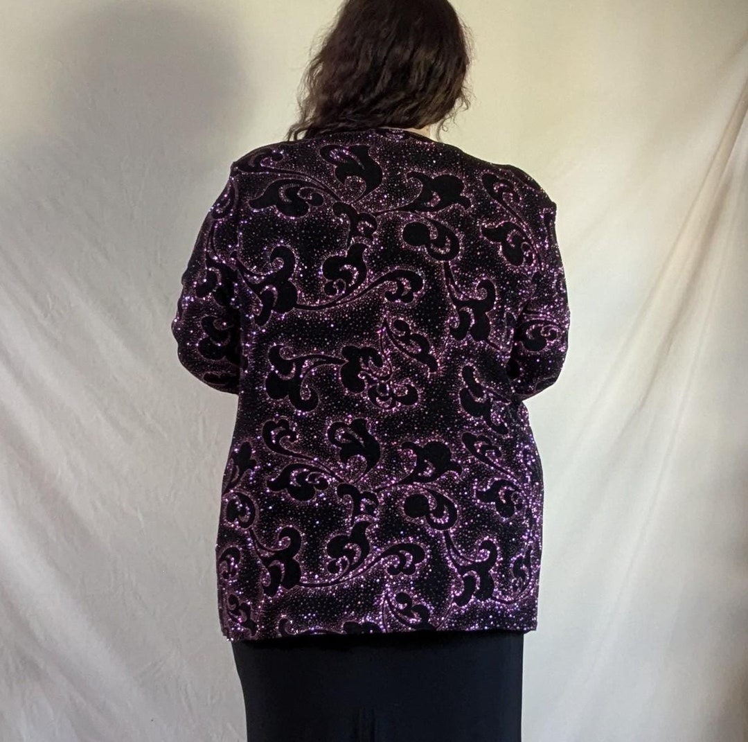 Plus Size Vintage Pink Swirl Sparkly Black Duster Coverup Open Fit by ...