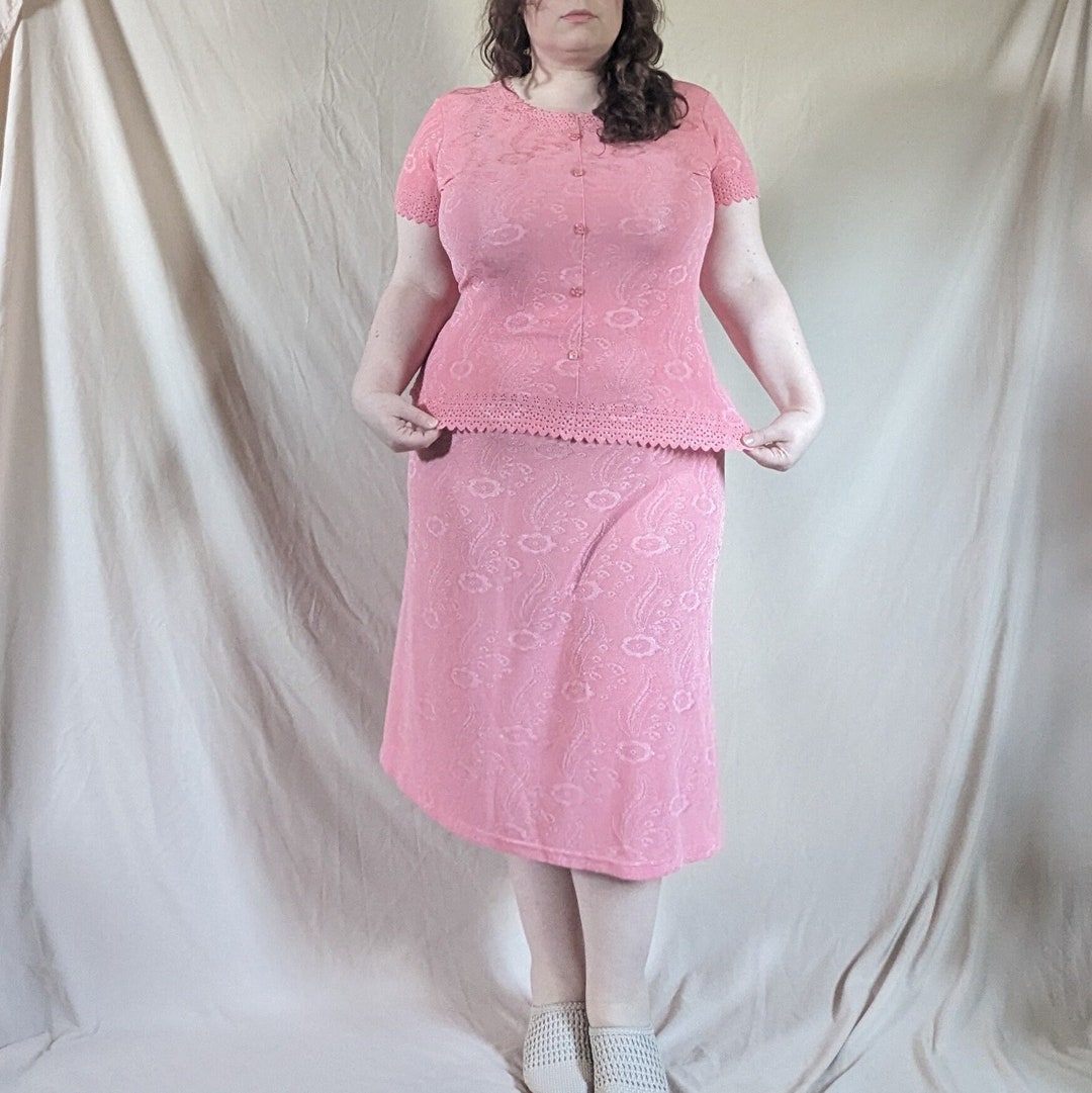 Plus Size Set / Bust 42 / Waist 33-44 / Hips 50 / Vintage 90s Y2K Pink ...