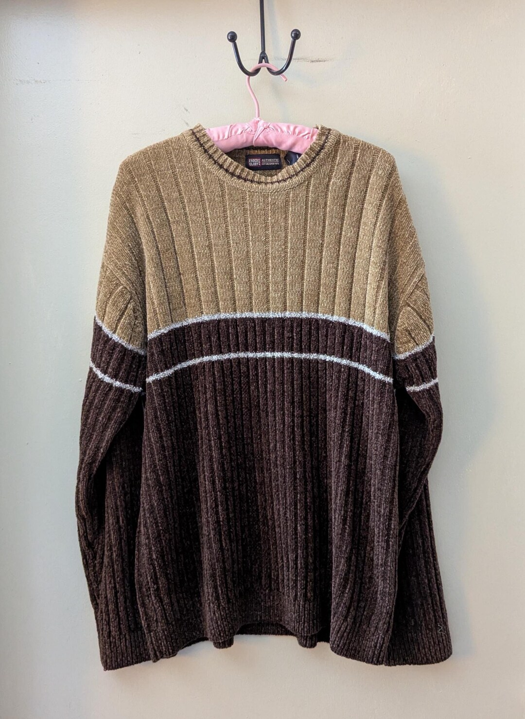 Plus Size Vintage 90s Brown Stripe Soft Sweater, 46" Bust - Etsy