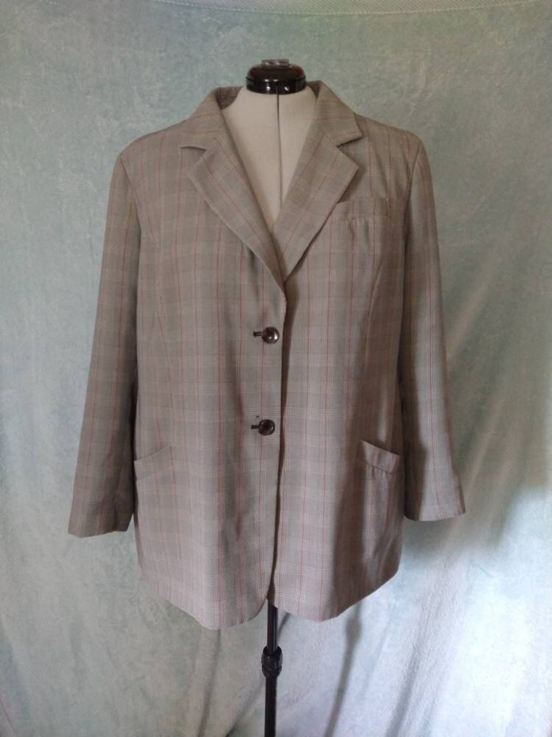 Plus Size Vintage 90s 00s Black White Check Classic Preppy Blazer ...
