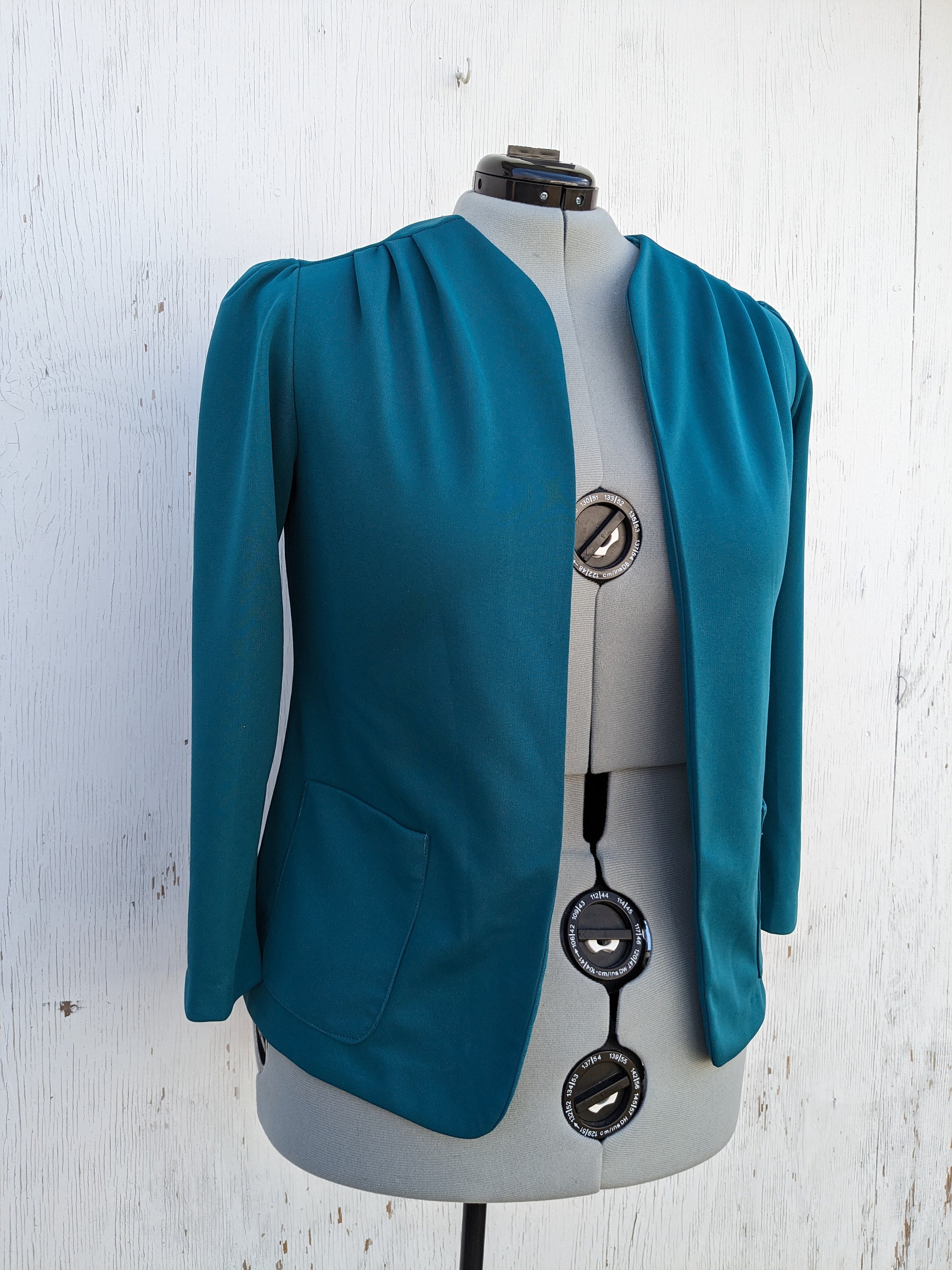 Plus Size Vintage 70s 80s Teal Open Fit Knit Jacket With Pockets / L XL ...