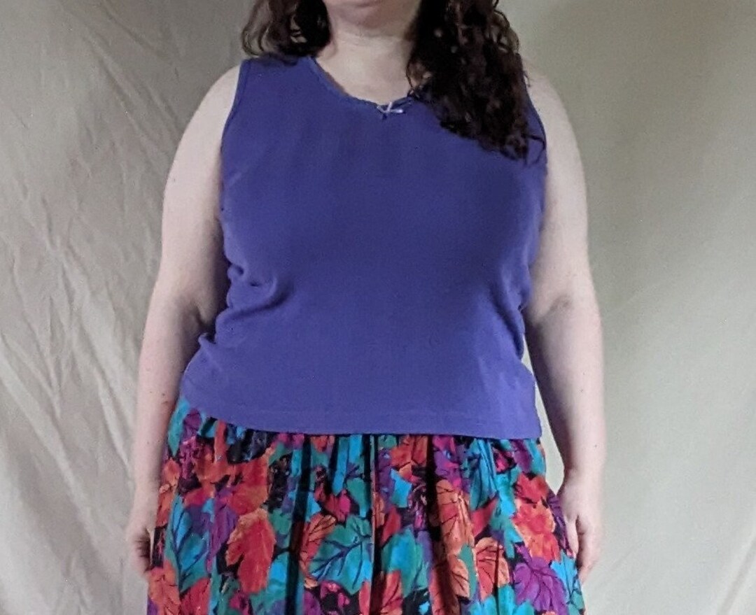 Plus Size / Bust 44+ / Vintage 90s Sweet Grape Purple Ribbed Tank With ...