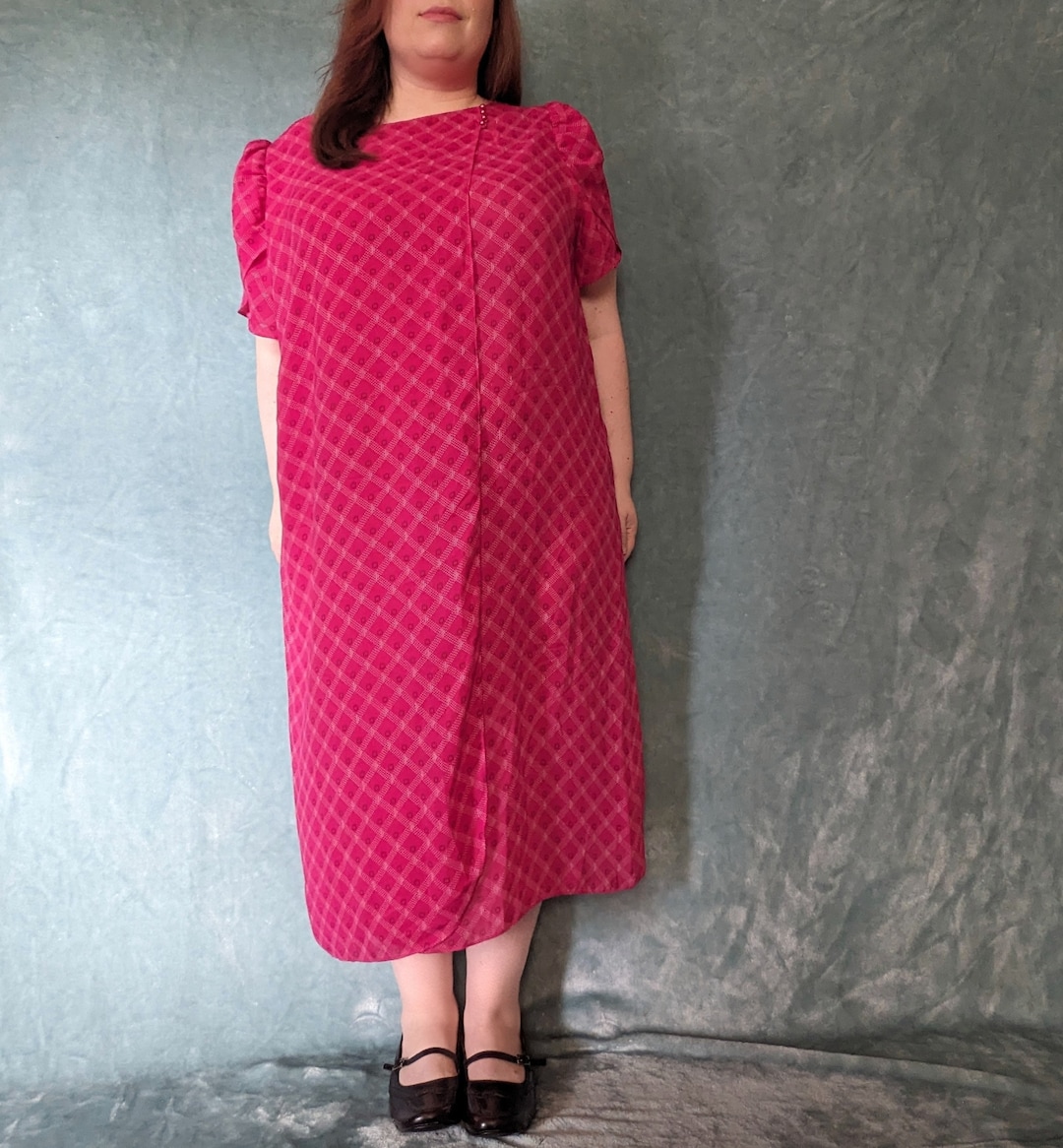 Plus Size / Bust 50 / Waist 53 / Hip 56 / Vintage Berry Pink Plaid ...